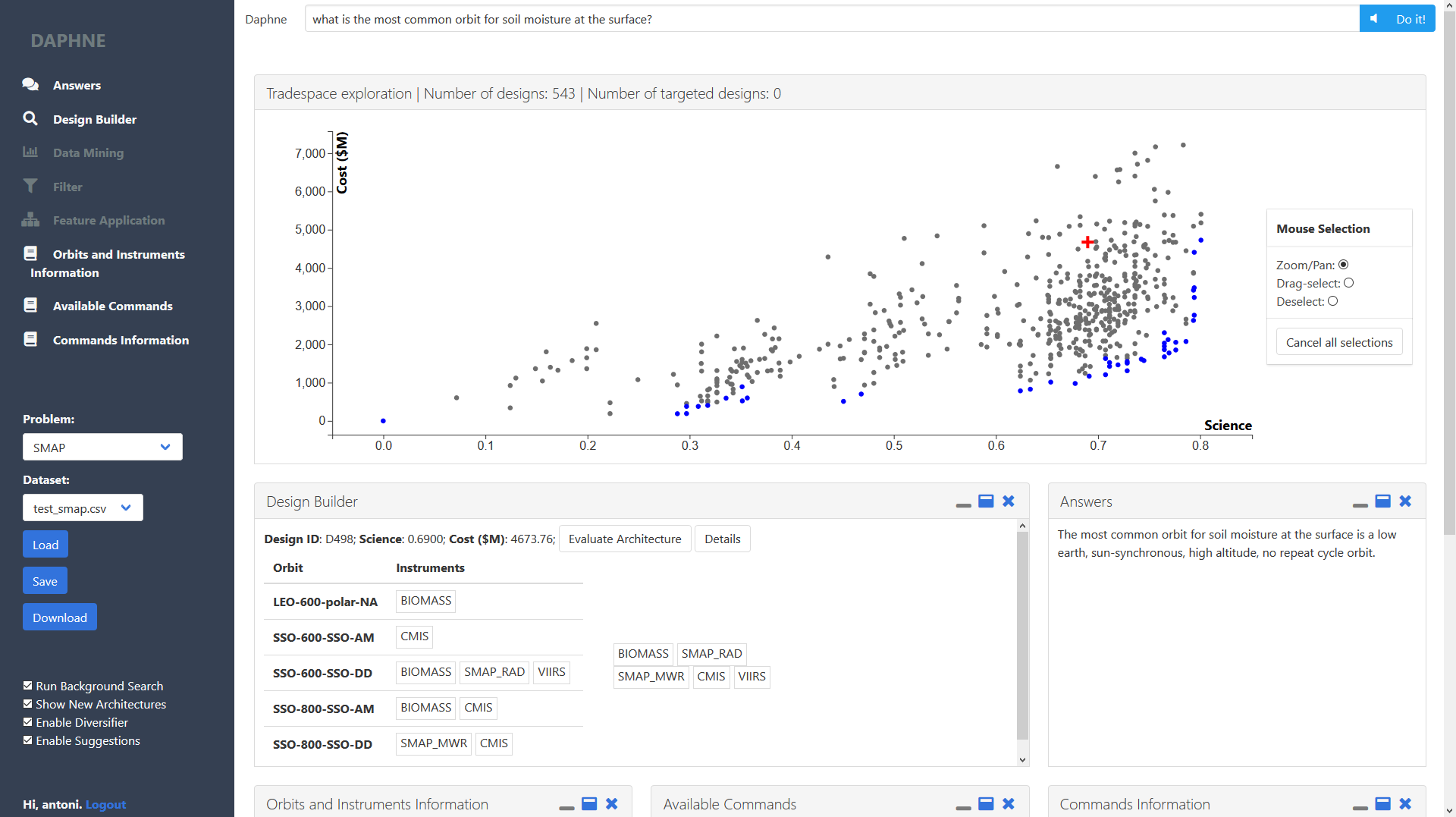 The Daphne cognitive assistant for early formulation of Earth observing ...